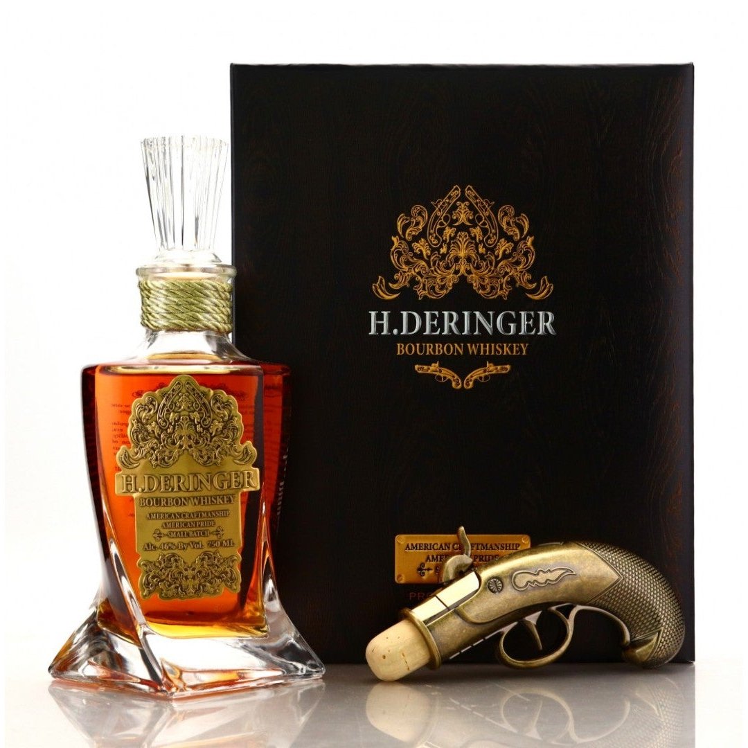 H. Deringer Bourbon Whiskey with Gun Stopper Gift Pack 750ml – Liquor ...